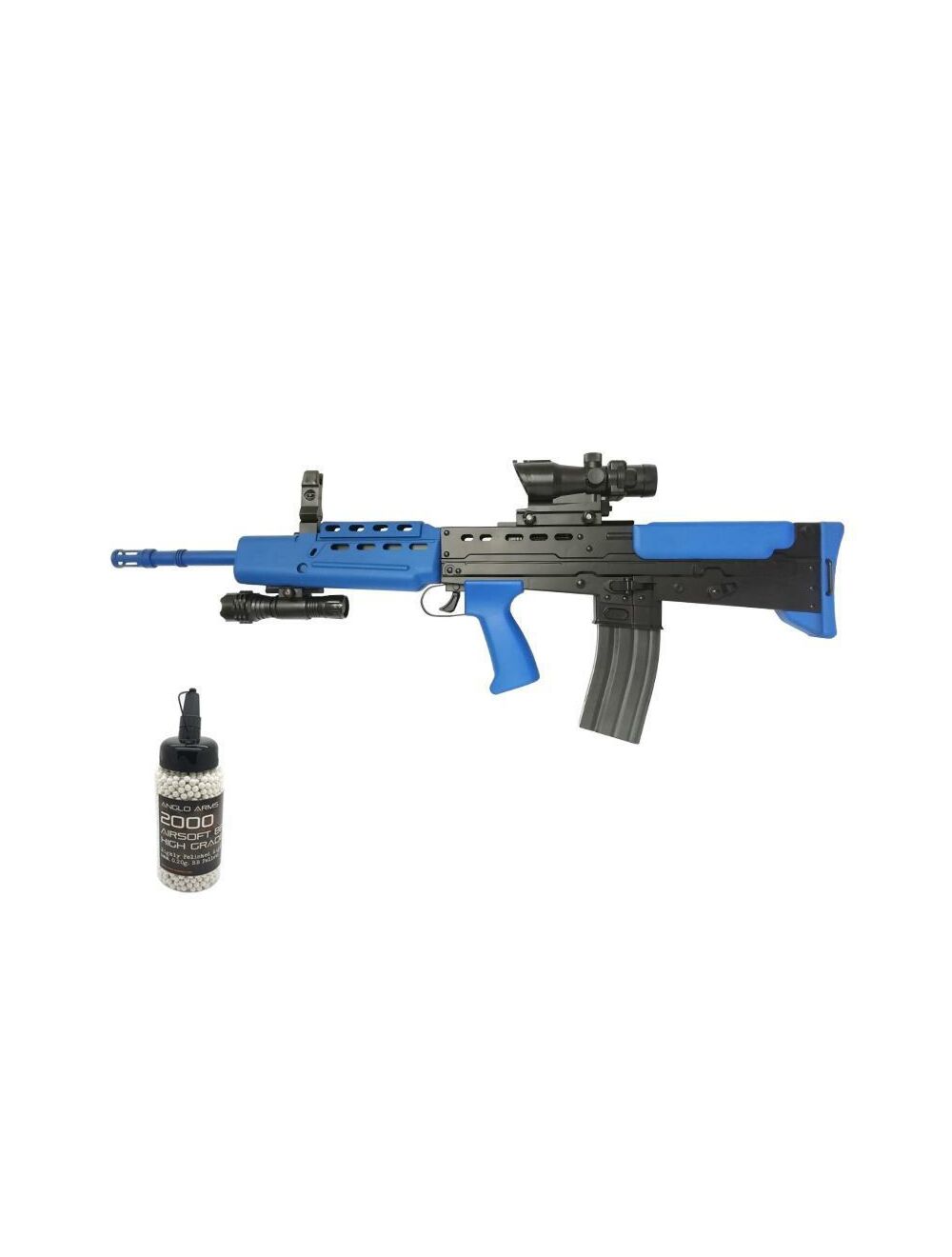 L85 Spring Rifle with Torch and Red Dot Sight and 2000 Rounds BB Pellet